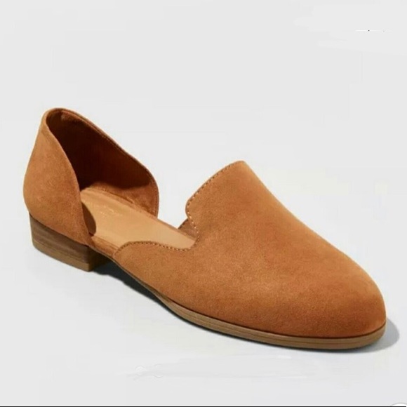 Universal Thread | Shoes | Cognac Faux Leather Square Toe Flat Loafers Nwt | Poshmark